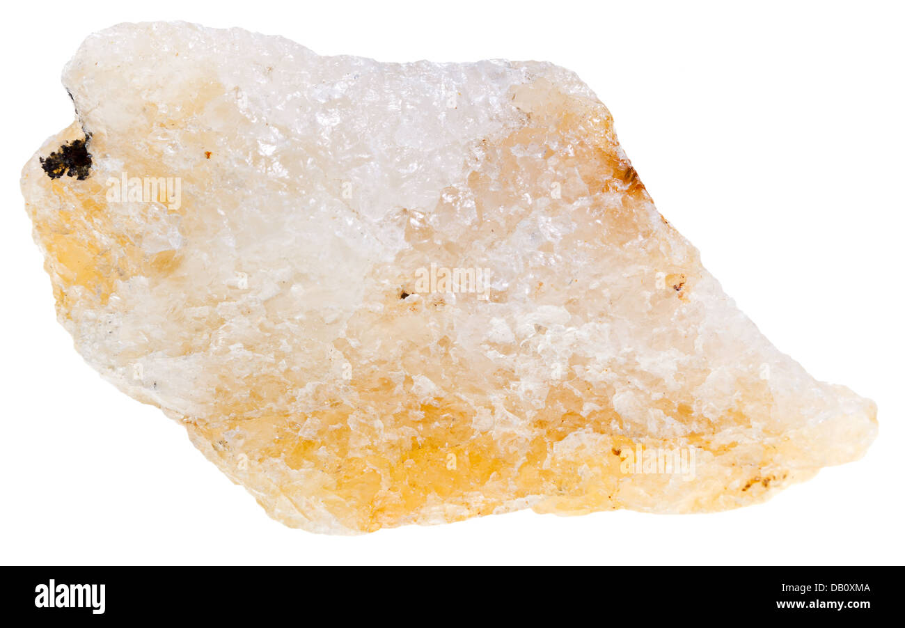yellow crystalline mineral spar isolated on white background Stock ...