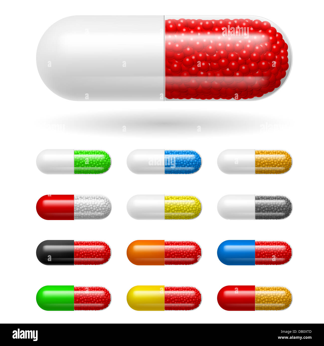 Different medical tablets. Illustration on white background Stock Photo ...