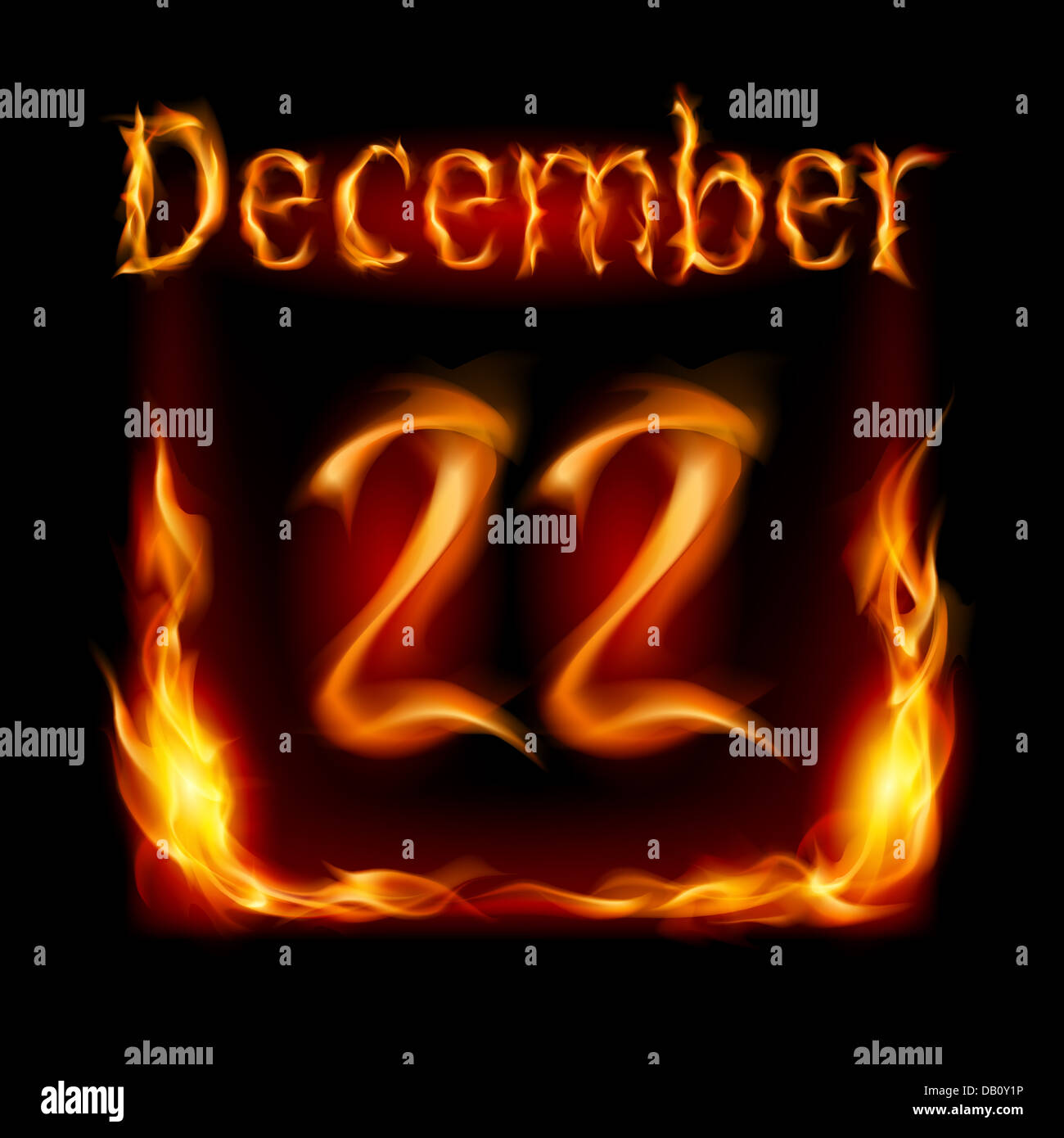 Twenty-second December in Calendar of Fire. Icon on black background ...