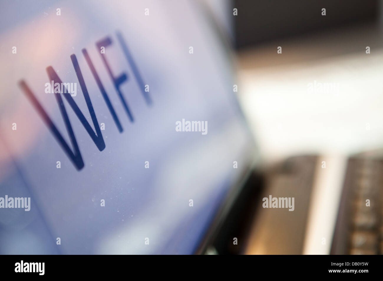 wifi connection on a notebook Stock Photo - Alamy