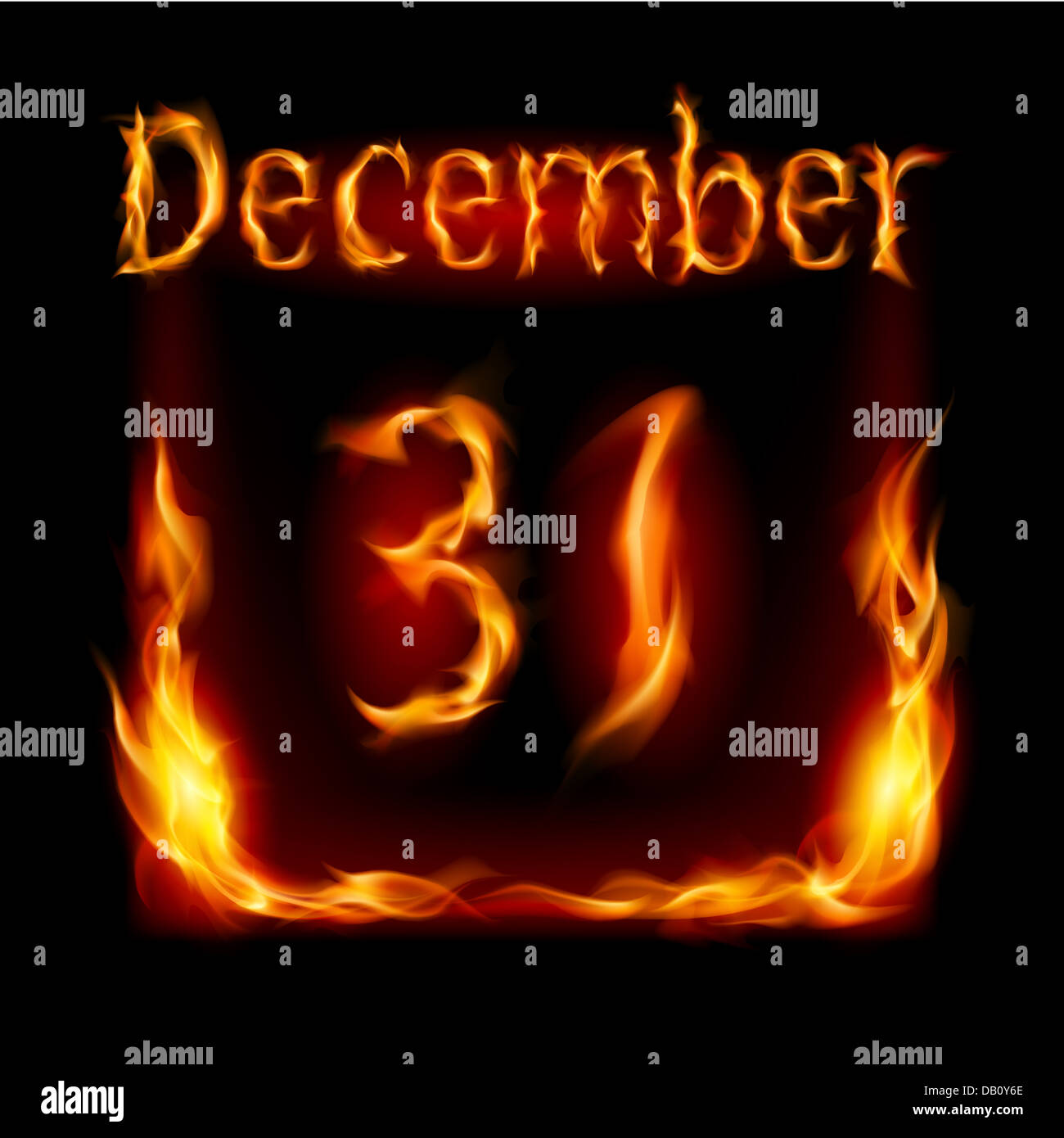 Thirty-first December in Calendar of Fire. Icon on black background ...