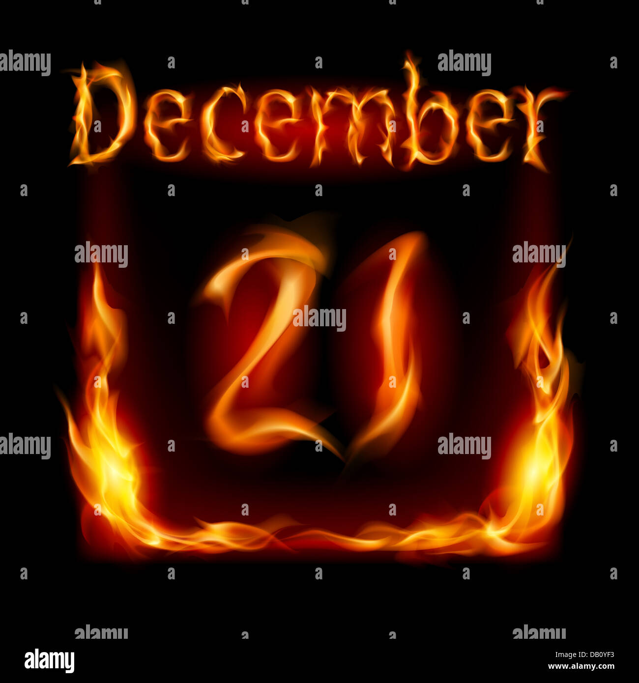 Twenty-first December in Calendar of Fire. Icon on black background ...