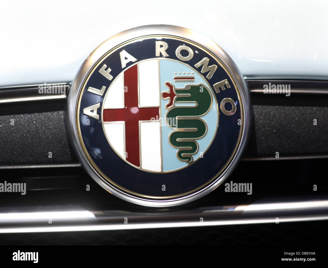 The logo of Alfa Romeo pictured at the 62nd International Motor Show ...