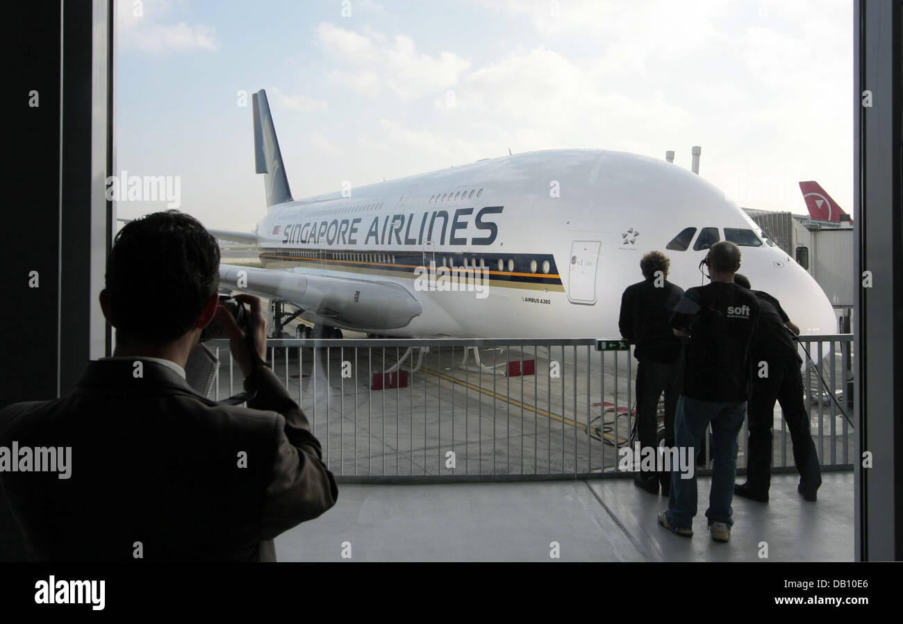 Guests watch the handing over of the first super airbus A380 to ...