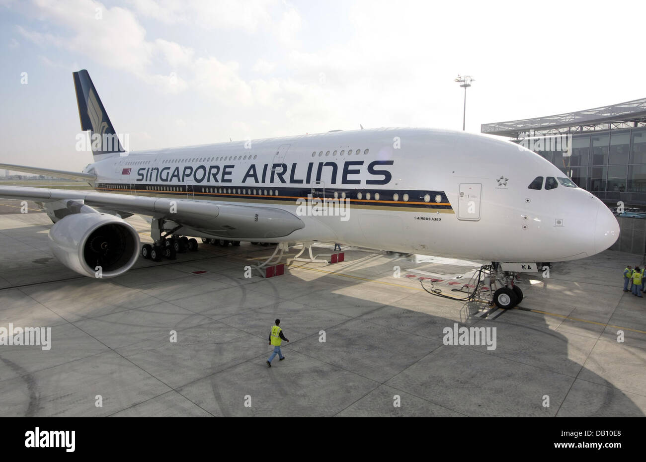 The first super airbus A380 is pictured during its handing over on an ...