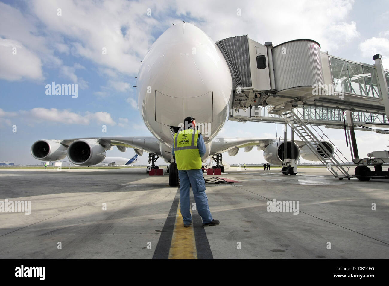 The first super airbus A380 is pictured during its handing over on an ...