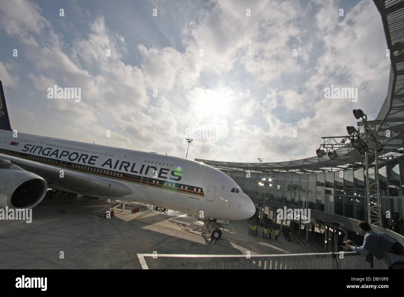 The first super airbus A380 is pictured during its handing over on an ...