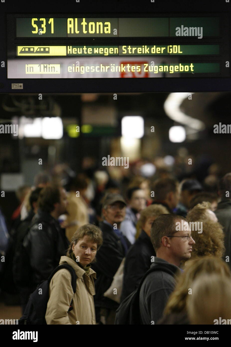 A display panel lists cancelled and delayed trains due to a strike of ...