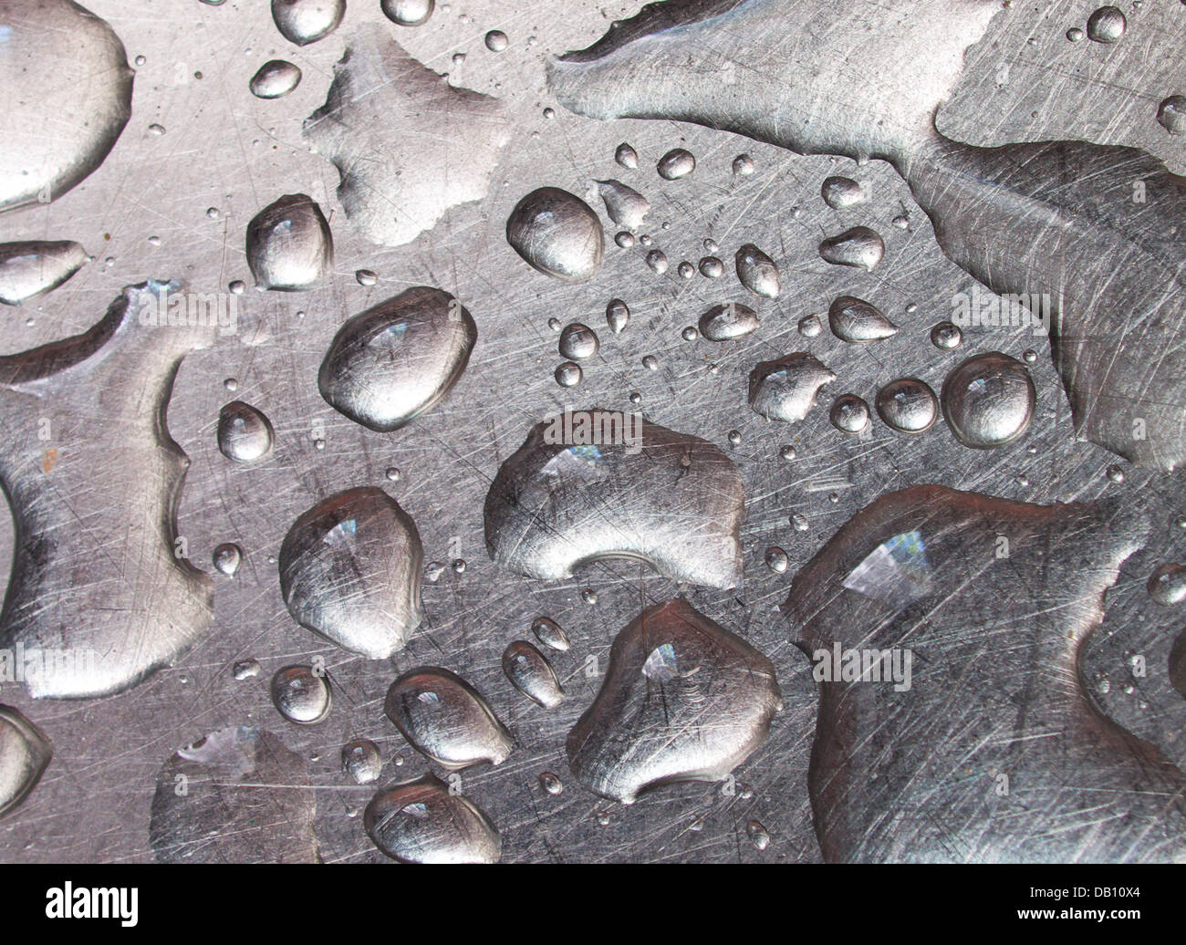 Metal surface with water drop. Abstract background Stock Photo - Alamy
