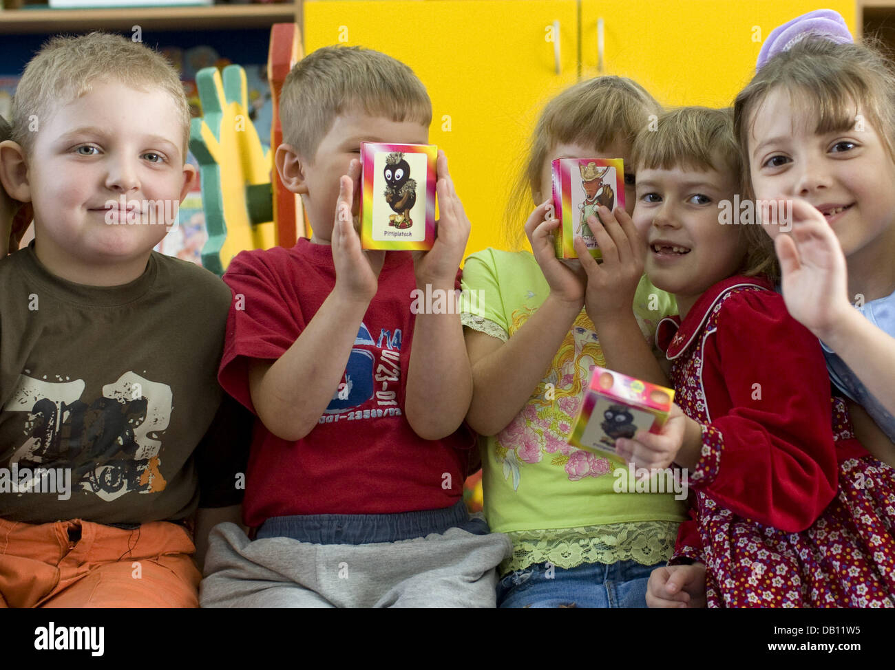 Children of a German-speaking kindergarten pose for the photographer at ...