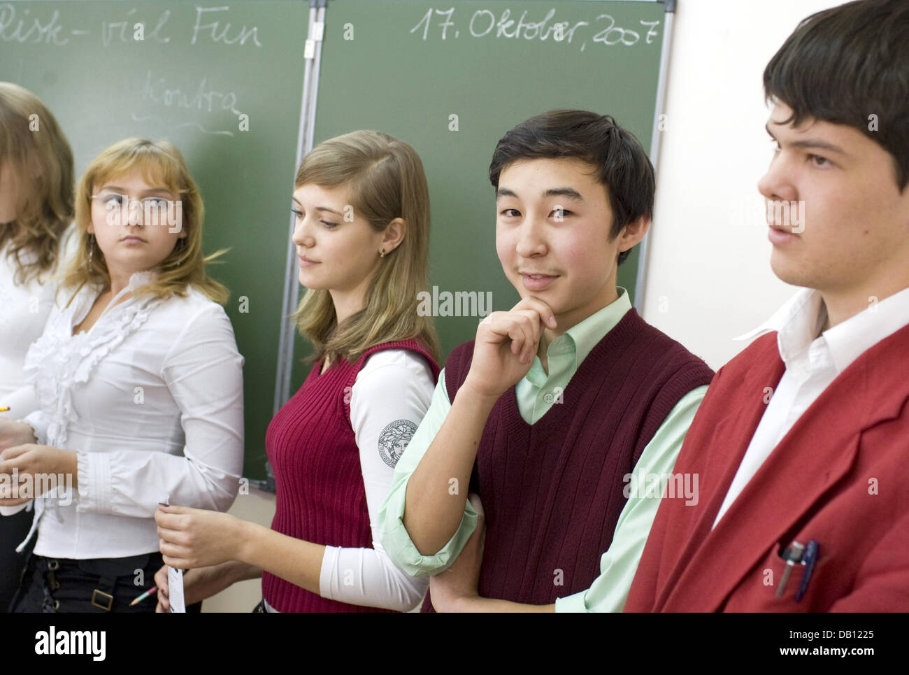 Pupils in their penultimate year are pictured during German class at a ...
