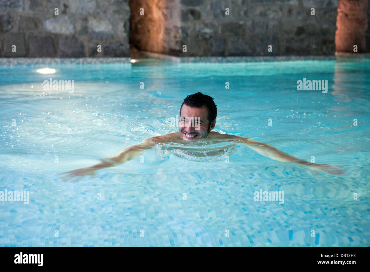 Man in Wellness pool Stock Photo - Alamy