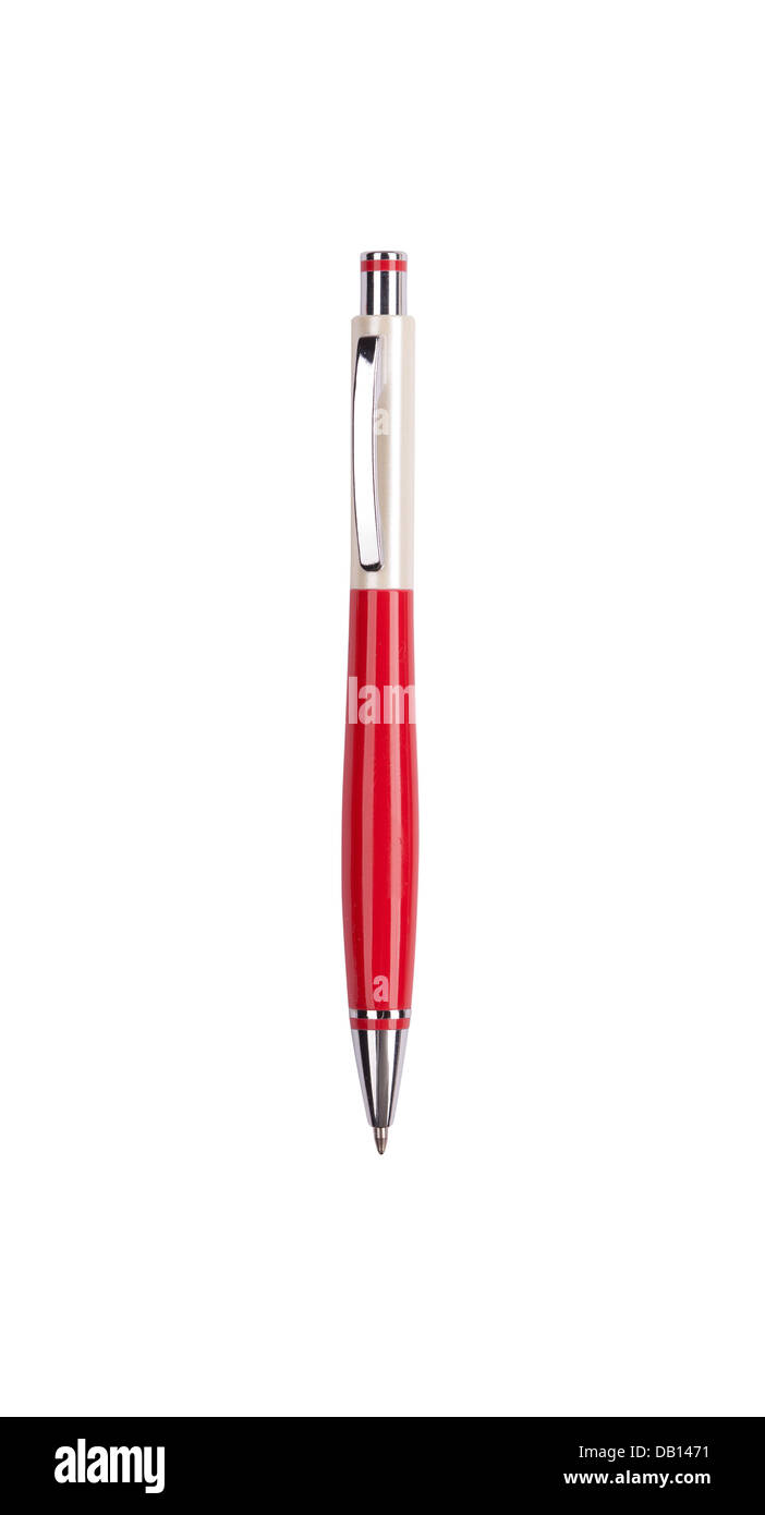 Close up of red pen isolated with clipping path on white Stock Photo ...