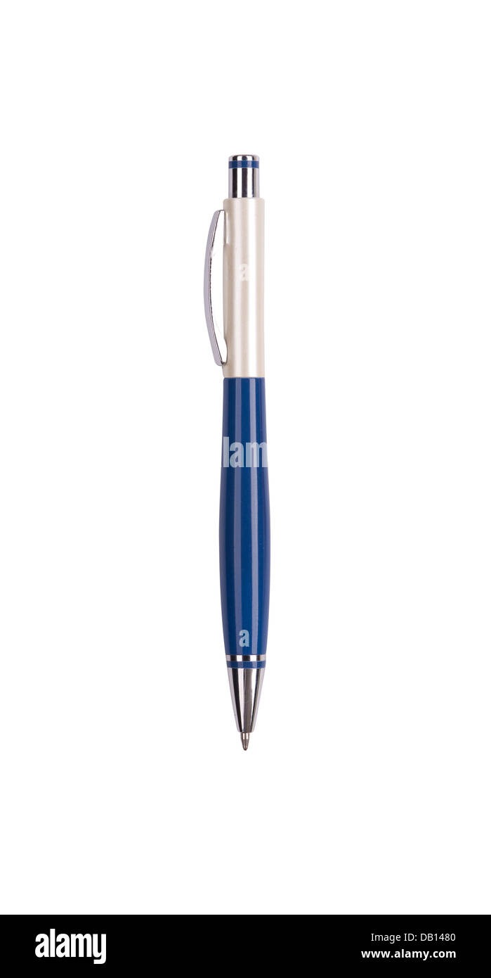 Close up of blue pen isolated with clipping path on white Stock Photo ...