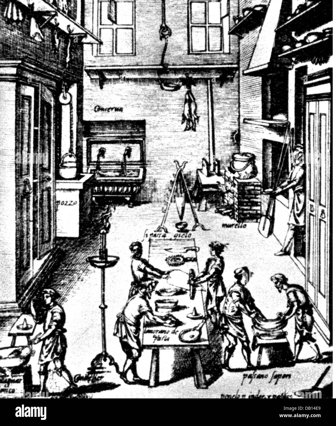 The 17th century kitchen Black and White Stock Photos & Images - Alamy