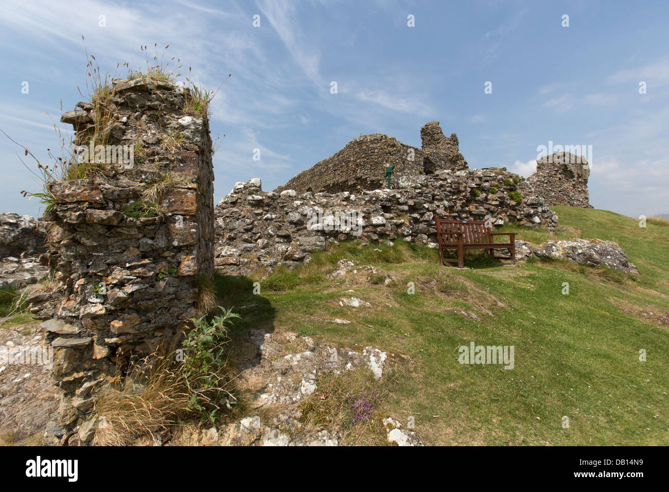 Town of Criccieth, Wales. View of the outer ward of Criccieth Castle ...