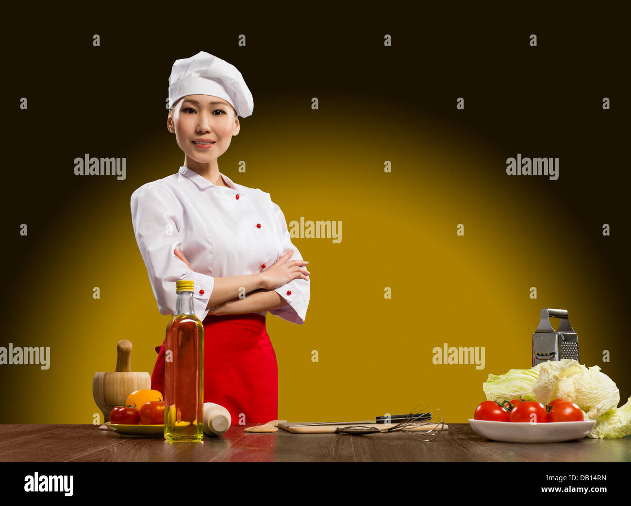 Portrait Asian woman cooks Stock Photo - Alamy