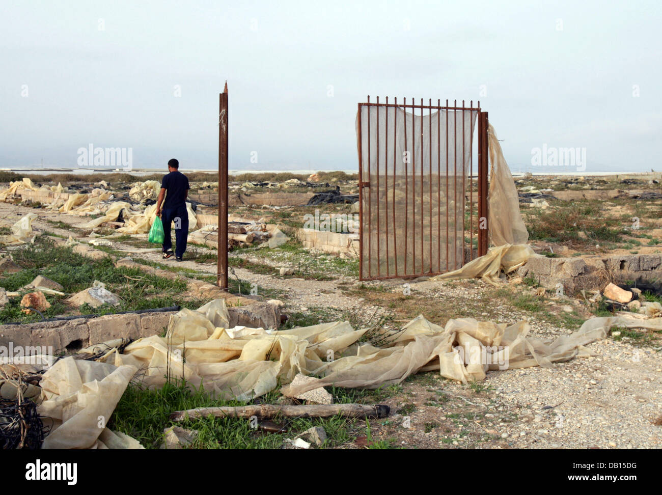 A man passes a gate of a former greenhouse near El Ejido, Spain, 10 ...