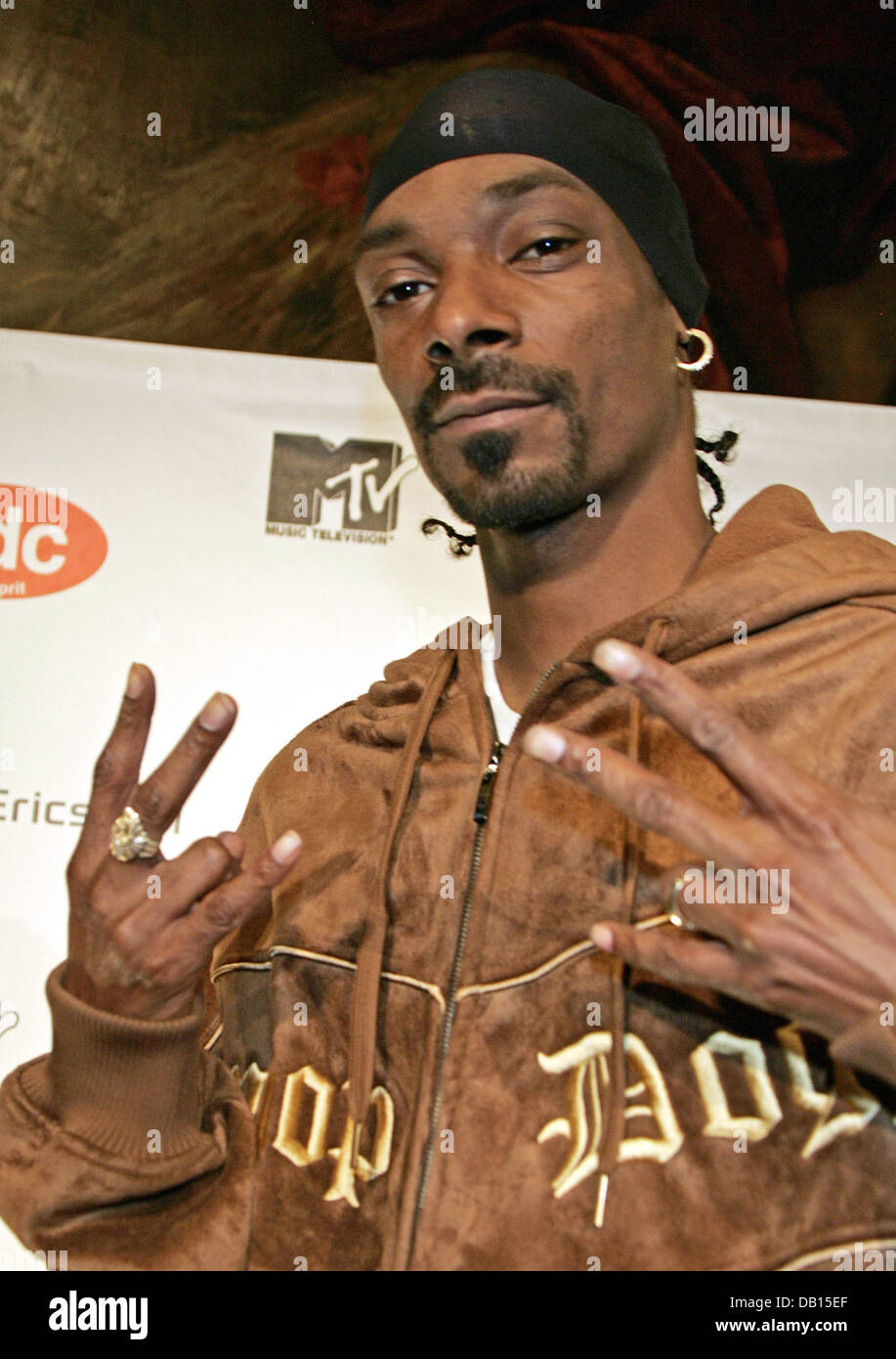 US rapper Snoop Dogg poses at a press conference of the MTV Europe ...
