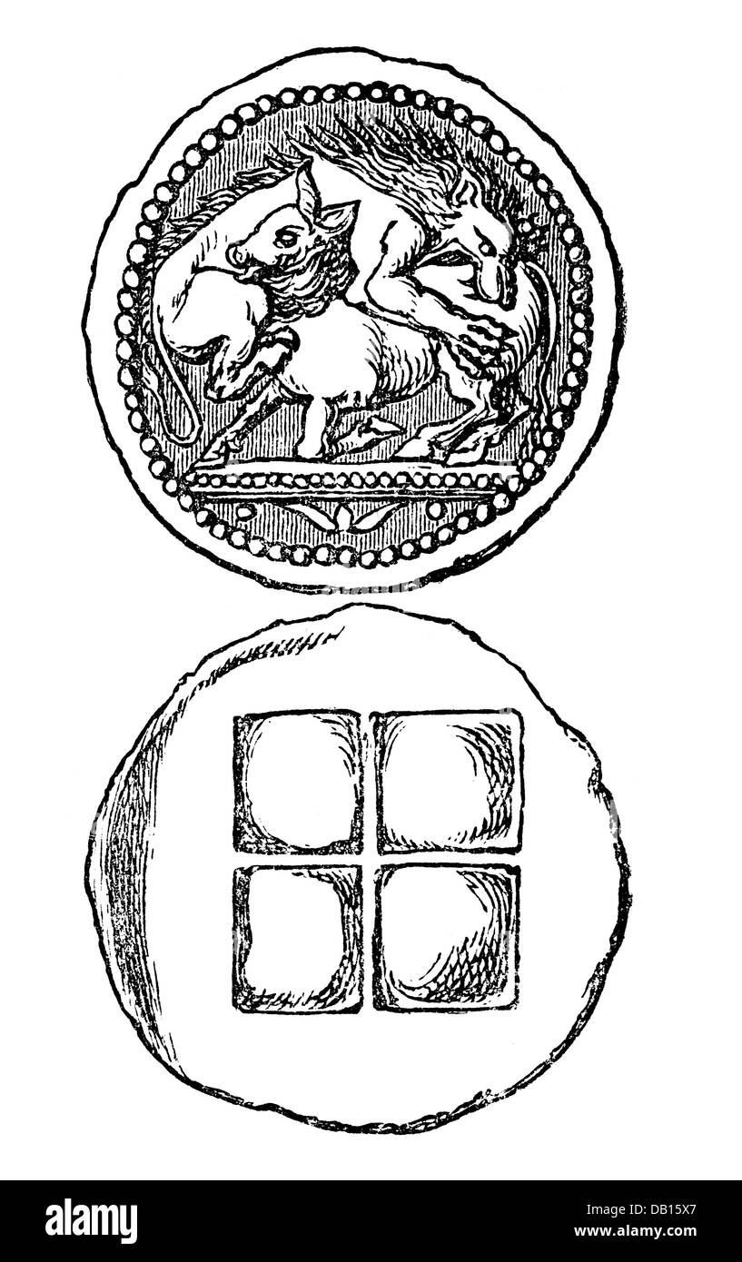 Ancient coin lion Black and White Stock Photos & Images - Alamy