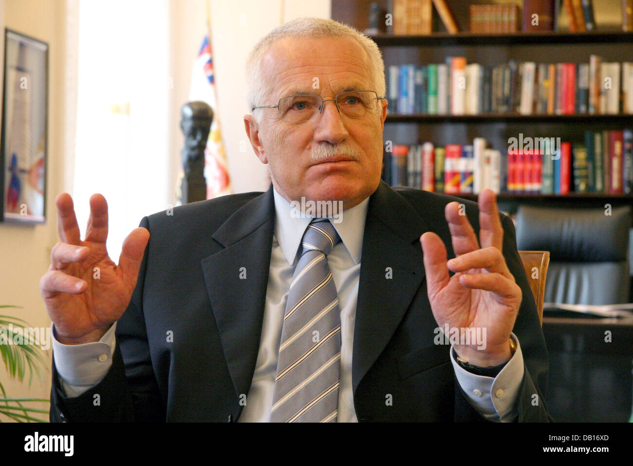 Czech President Vaclav Klaus is pictured during an interview at his ...