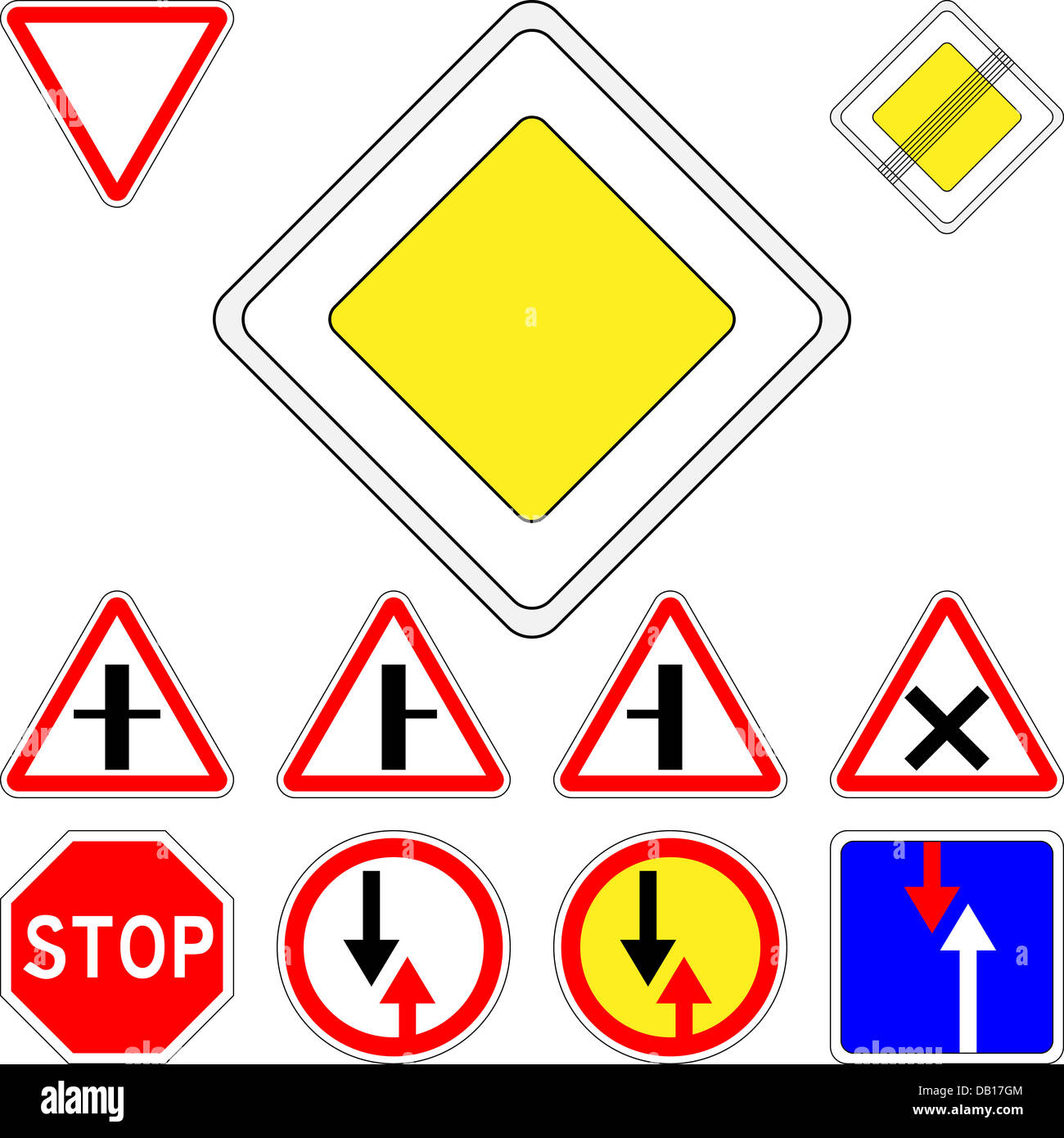 vector set of road signs priority Stock Photo - Alamy
