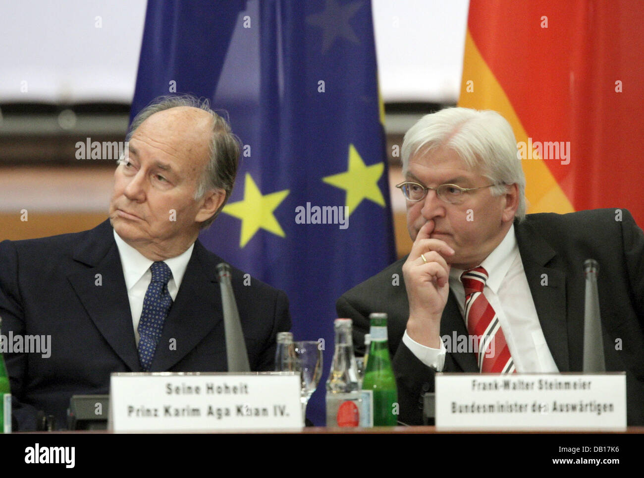 German Foreign Minister Frank-Walter Steinmeier (R) and Ismaili Imam ...
