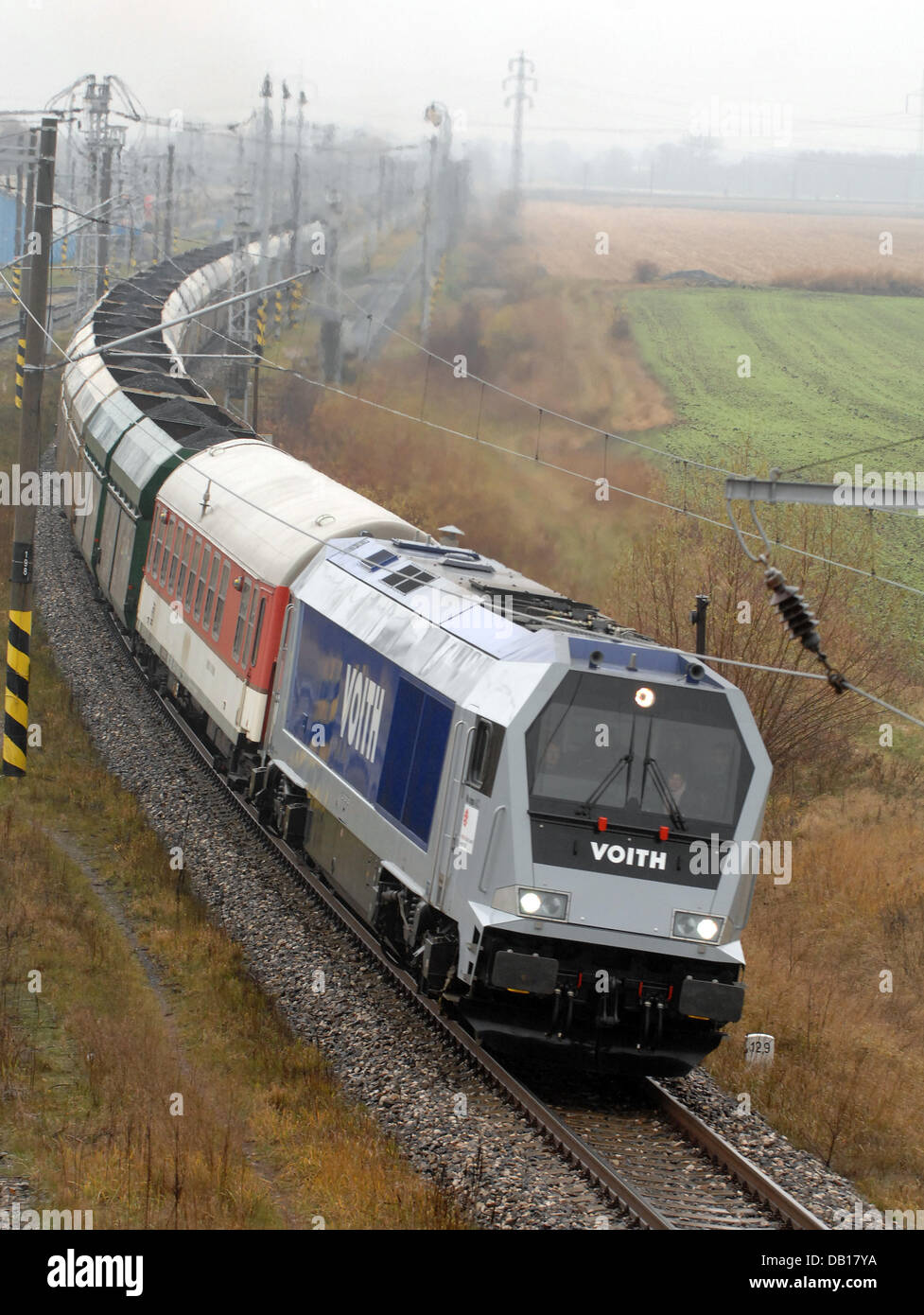 A Voith Maxima diesel engine is pictured during a test run in Velim ...