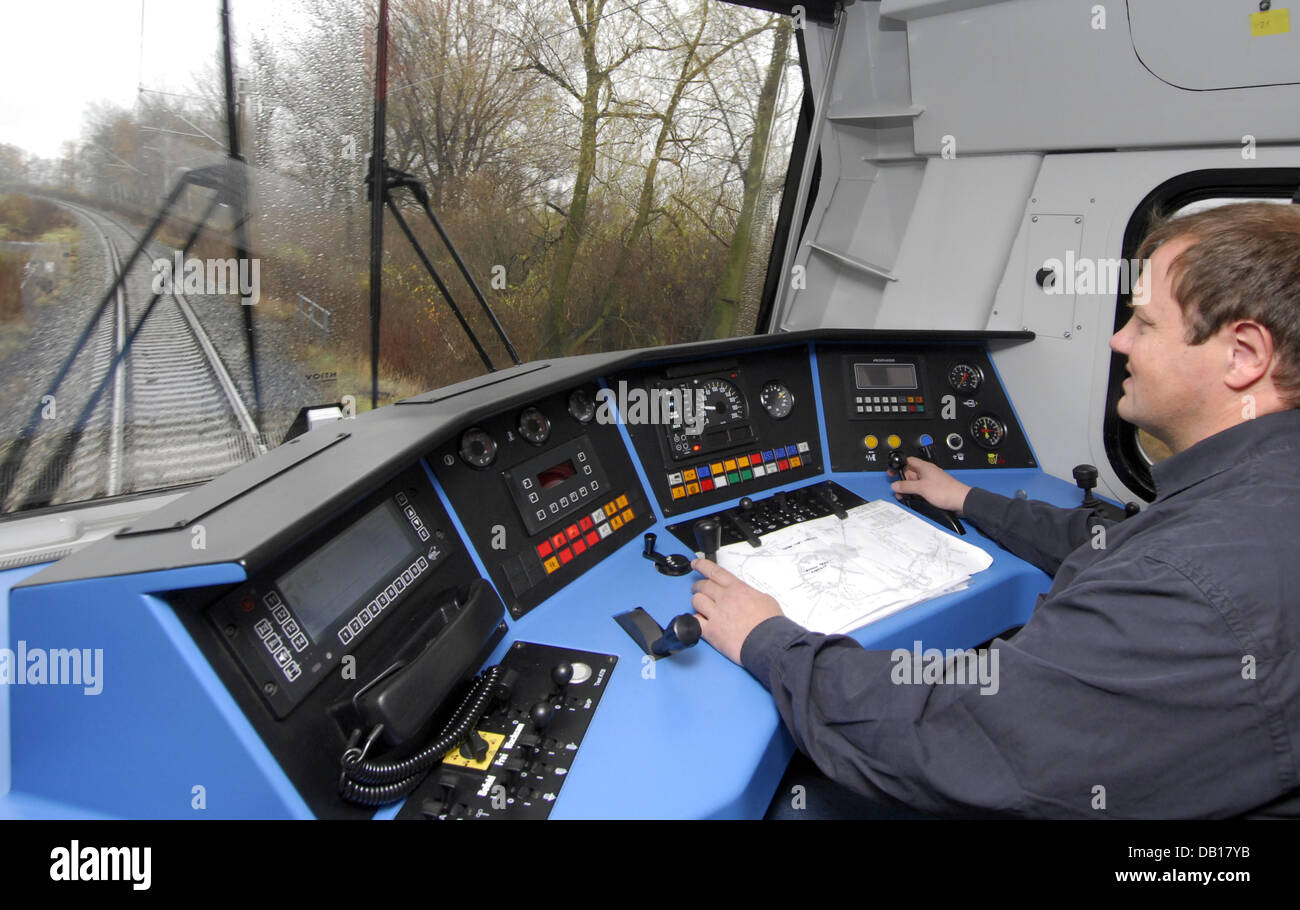 Werner Kuhn rides a Voith Maxima diesel engine during a test run in ...