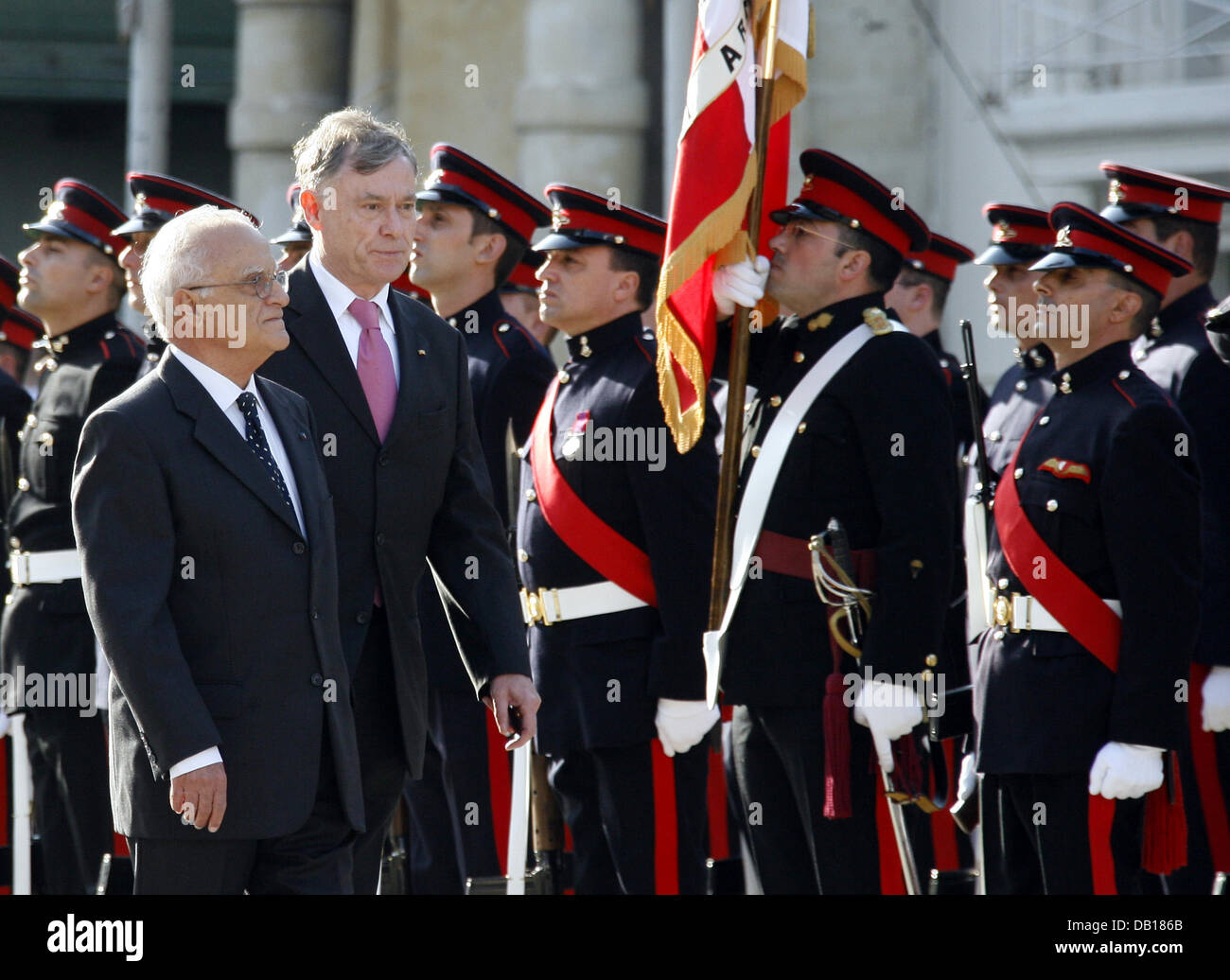 German President Horst Koehler and the President of Malta Edward Fenech ...