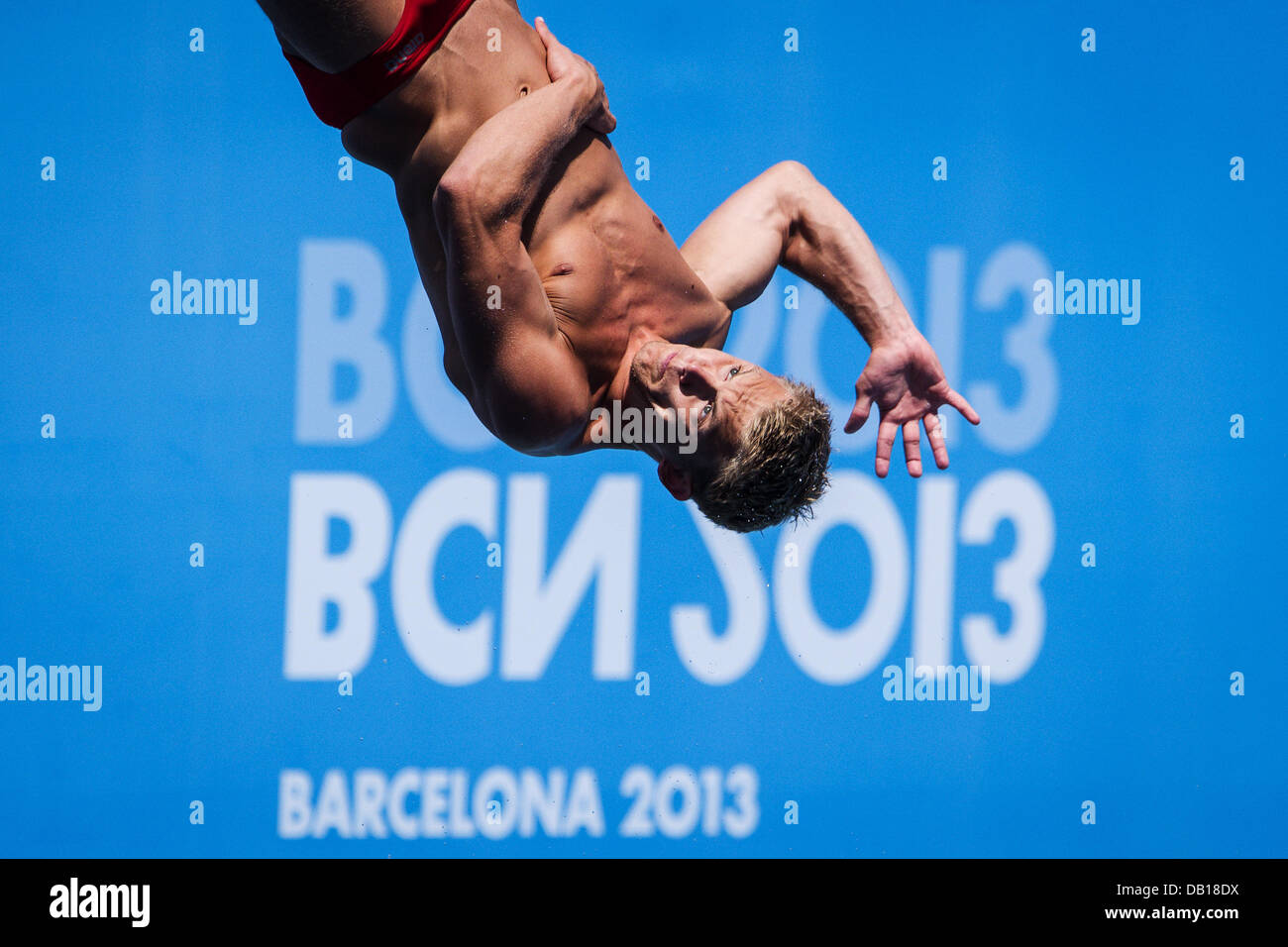 Oliver Homuth of Germany in action during the men's 1m Springboard ...