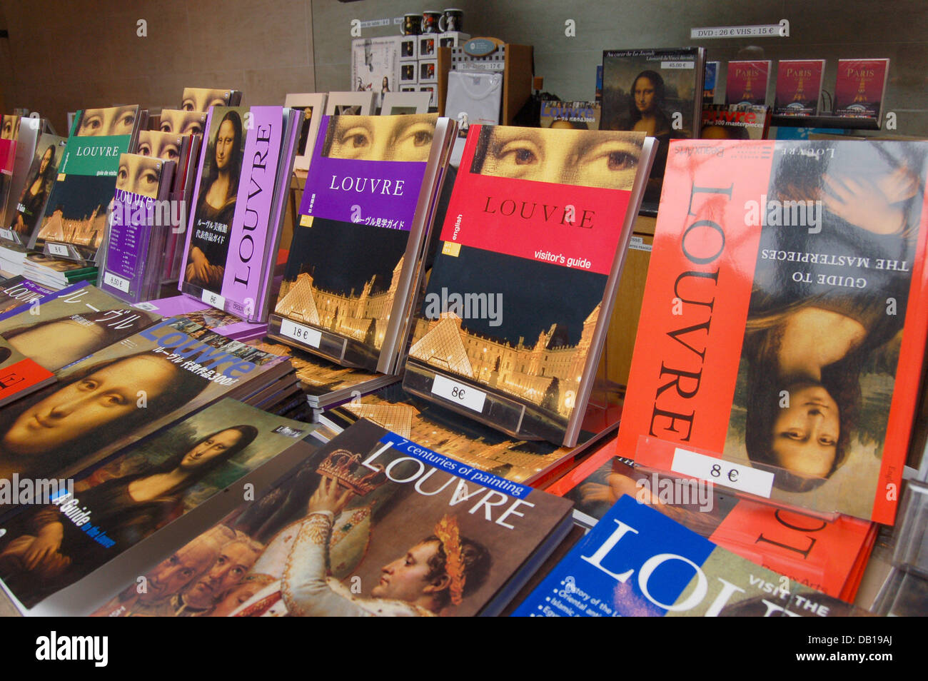 Books and catalogues on display at the Louvre in Paris, France ...