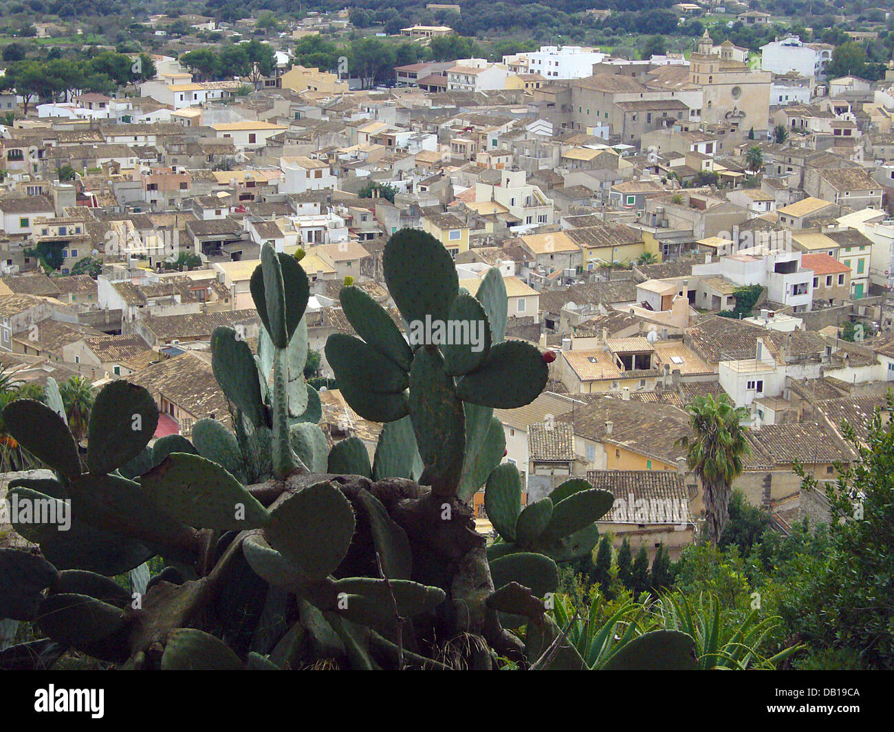View over the Mallorquin village Arta, Spain, 17 October 2007. Located ...