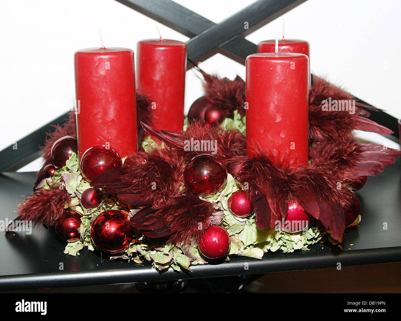 A festively decorated Advent wreath on display at the show room of ...
