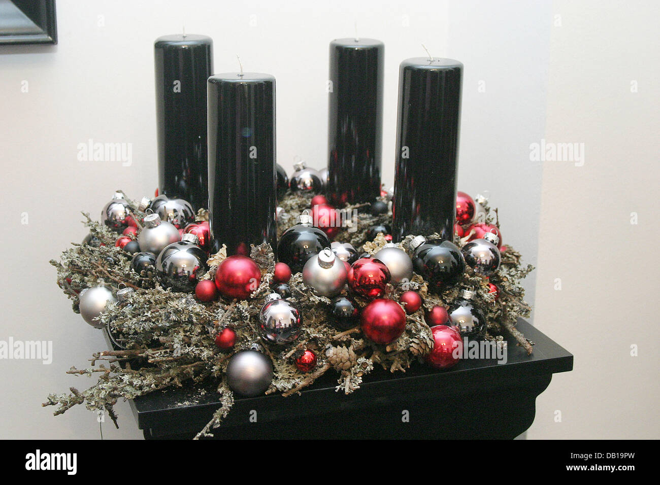 A festively decorated Advent wreath on display at the show room of ...