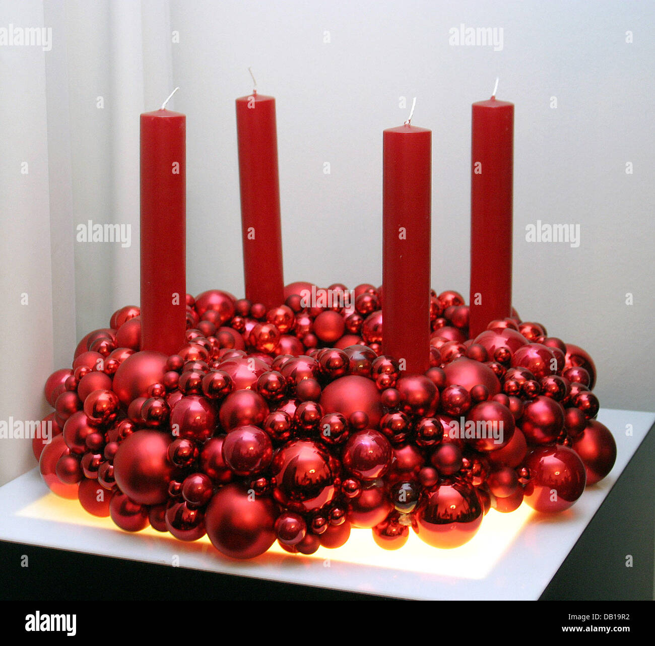 A festively decorated Advent wreath on display at the show room of ...