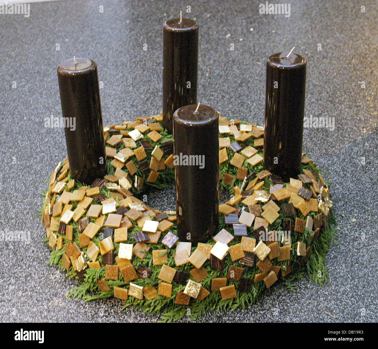 A festively decorated Advent wreath on display at the show room of ...