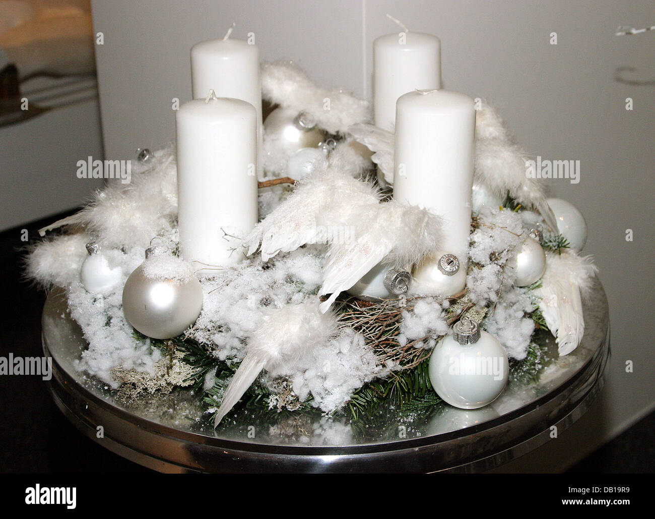 A festively decorated Advent wreath on display at the show room of ...