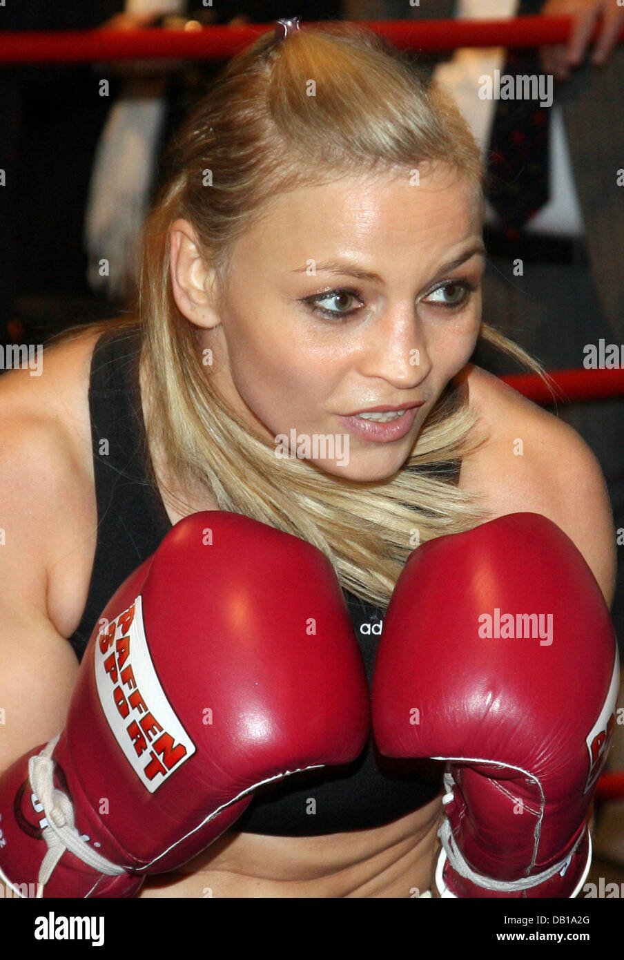 Reigning WIBF Fly Weight World Champion, German Regina Halmich boxes ...