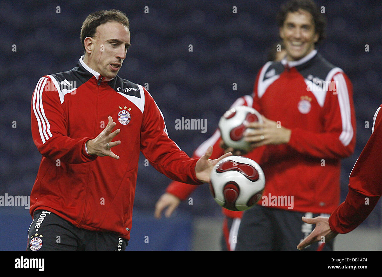 FC Bayern Munich player, Franck Ribery from France, catches the ball ...