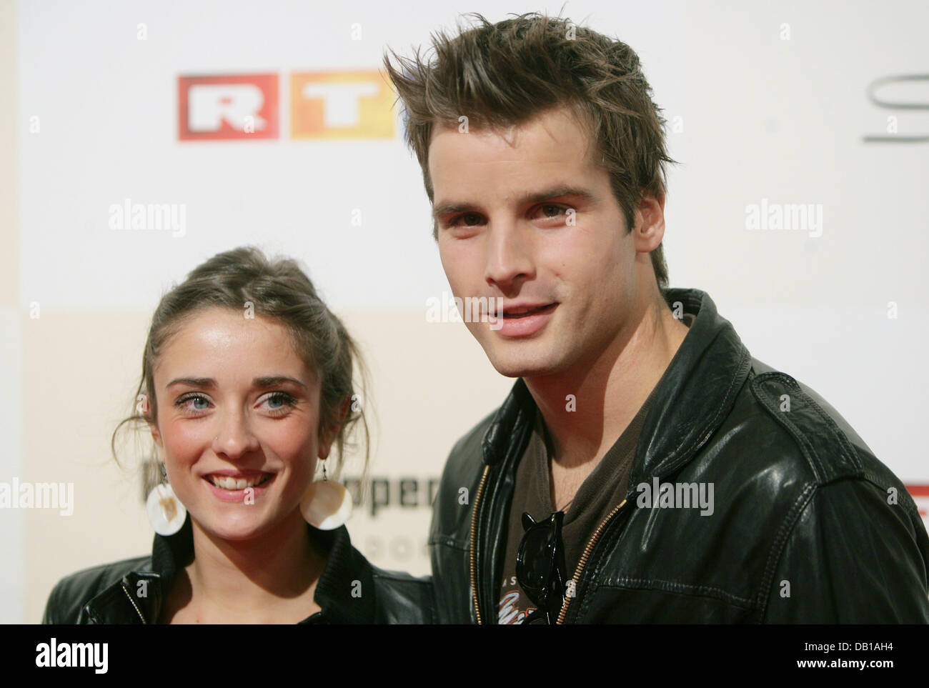 Singer Patrick Nuo and Pauline Schumann pose on the red carpet of the ...
