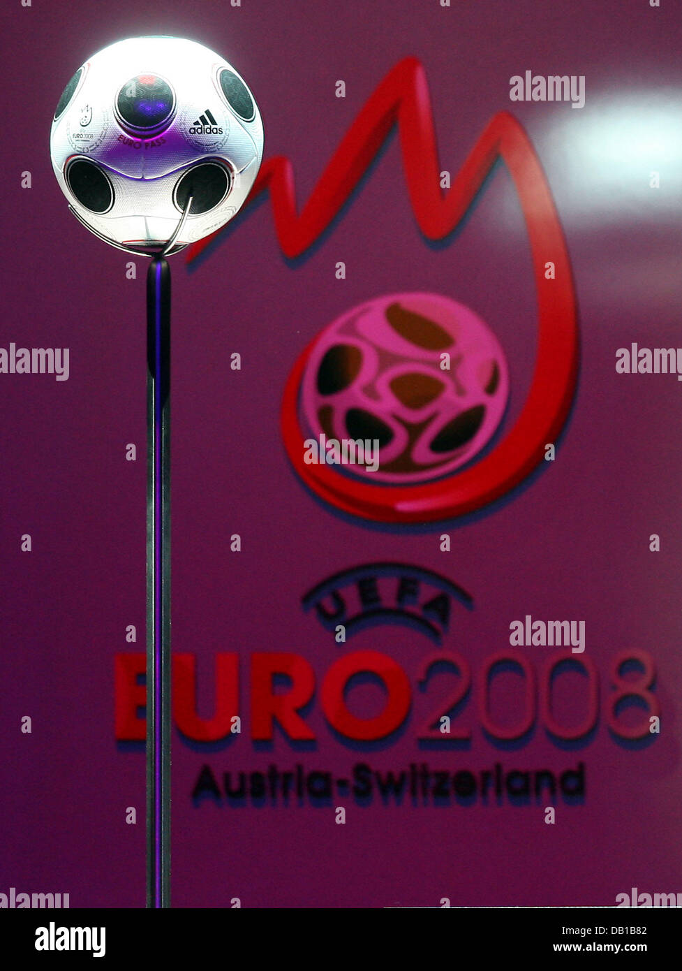 The official Euro 2008 ball is presented at the group draw of the Euro ...