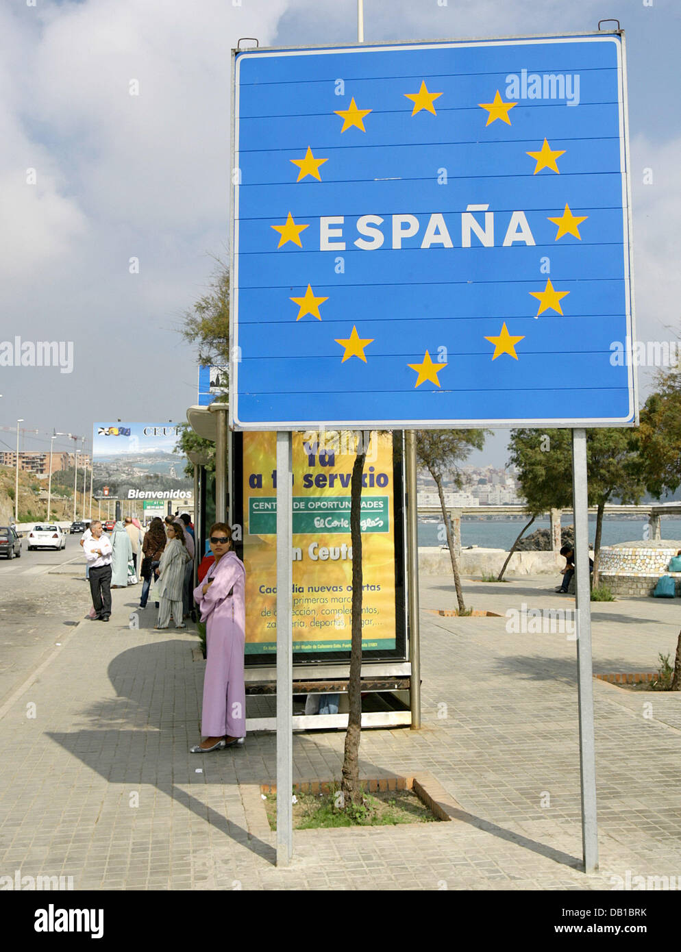 The picture shows an European Union sign reading Espana at the border ...