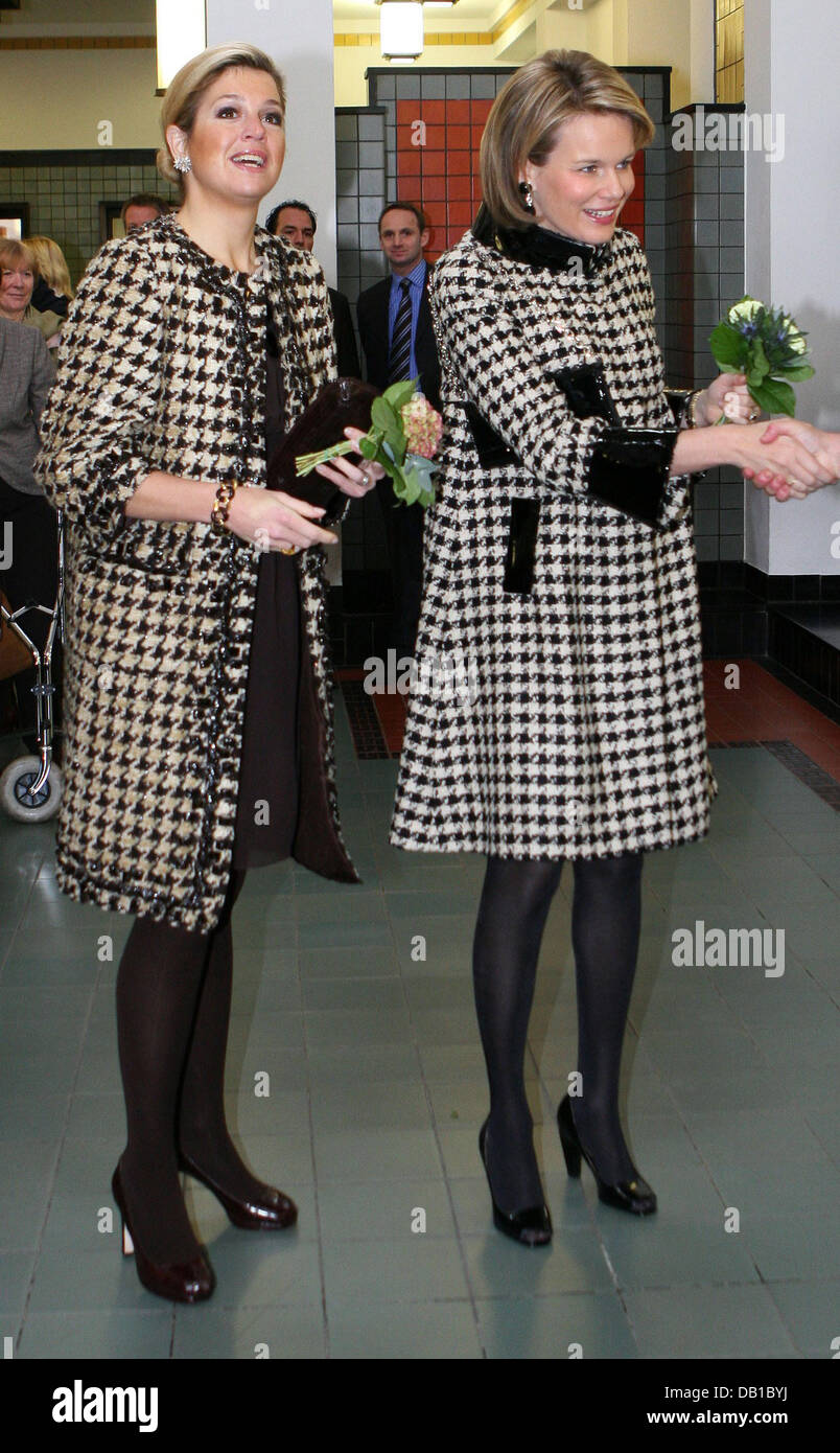 Princess Mathilde of Belgium (R) and Princess Maxima of the Netherlands ...