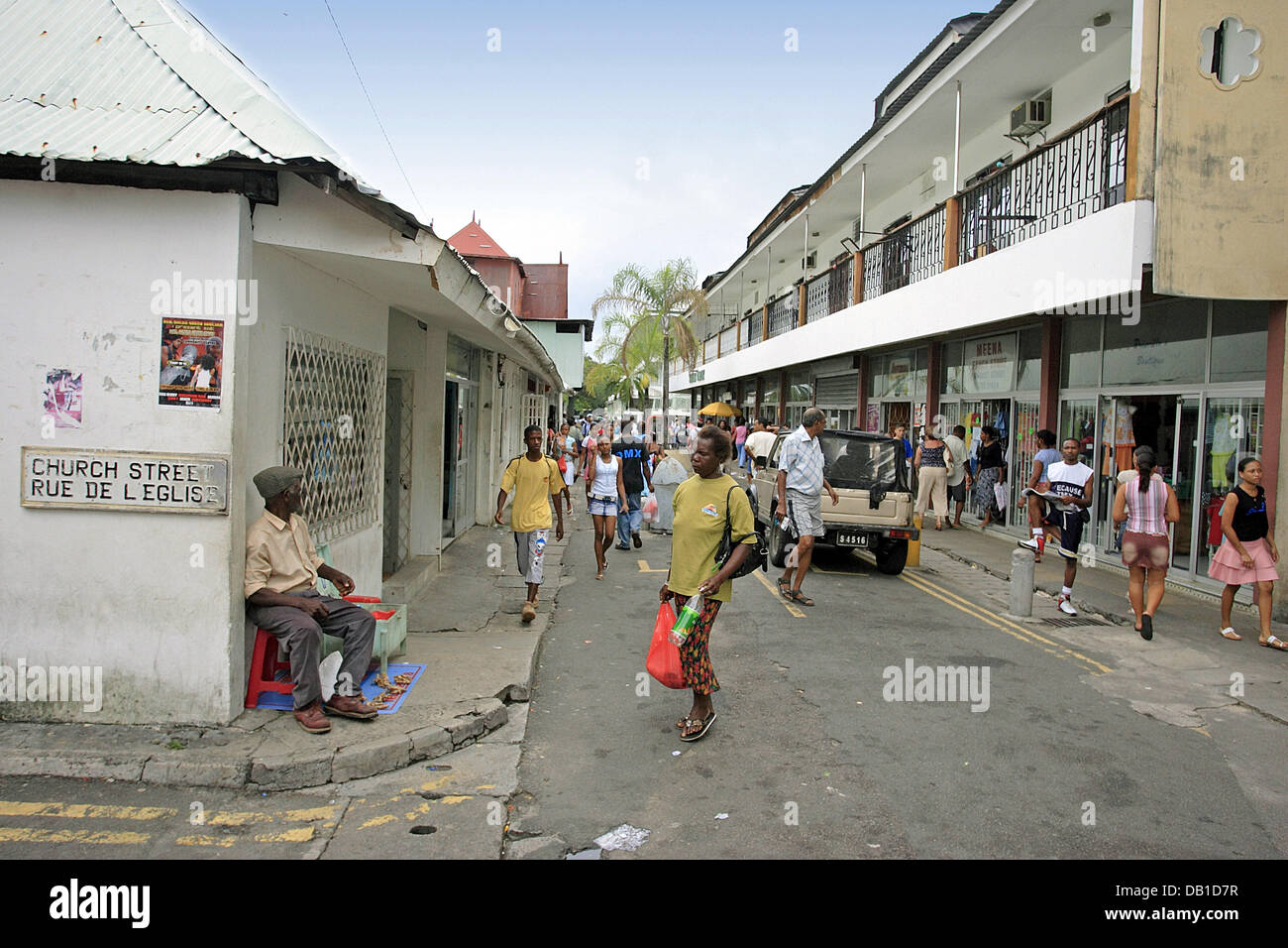 The picture shows a street scene in downtown Victoria, Seychelles, 2005 ...