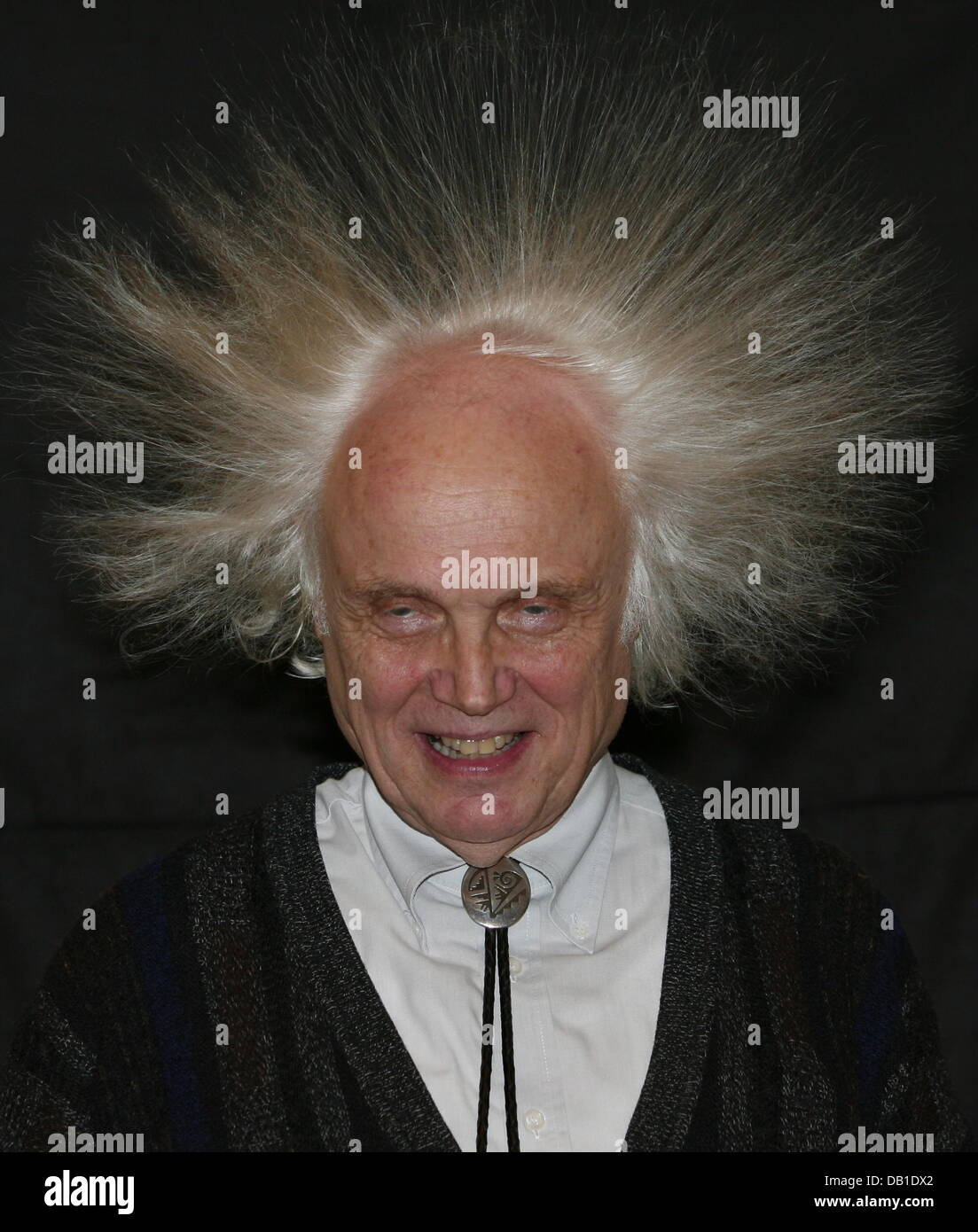 Freiburg physics professor Volker Schmidt demonstrates the effect of ...