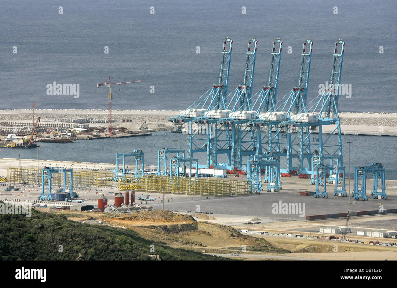 View on the container terminal of new port 'Tanger Med' near Ksar Sghir ...