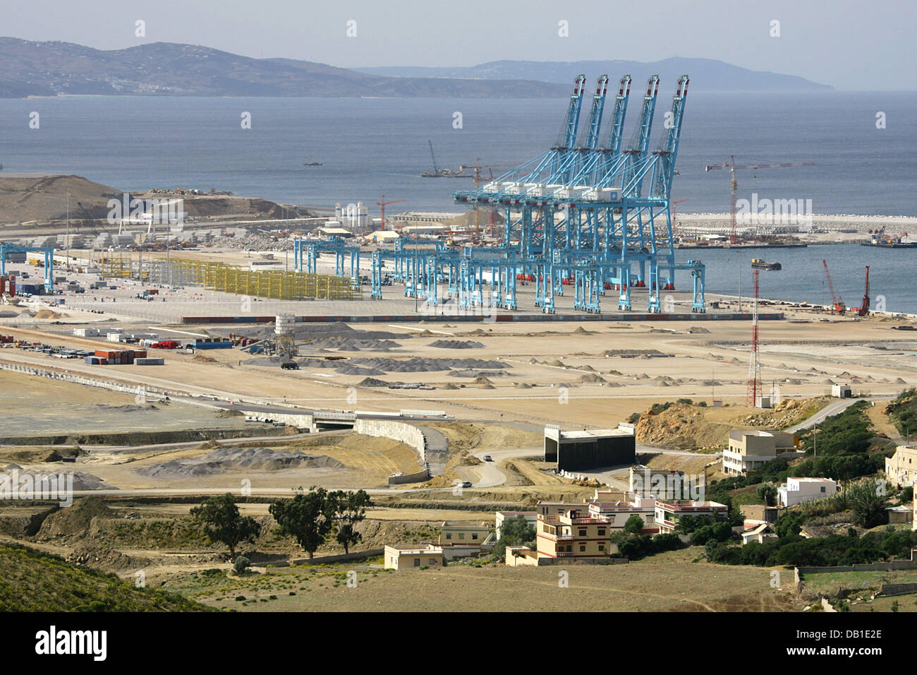 View on the container terminal of new port 'Tanger Med' near Ksar Sghir ...