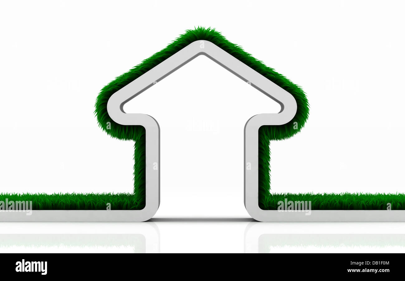 eco grass house on a white background Stock Photo - Alamy