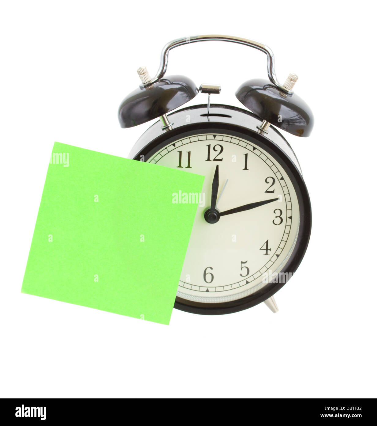 alarm clock with note Stock Photo - Alamy